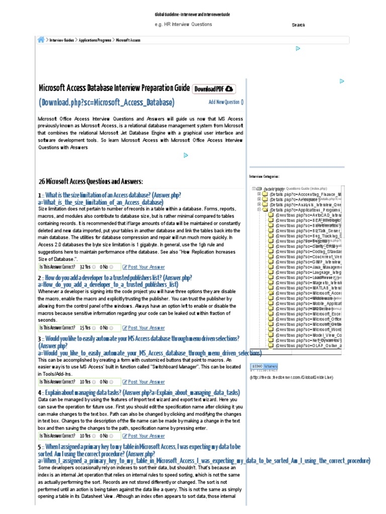 26 Microsoft Access Database Interview Questions and Answers | PDF ... 26 Microsoft Access Database Interview Questions and Answers | PDF ...