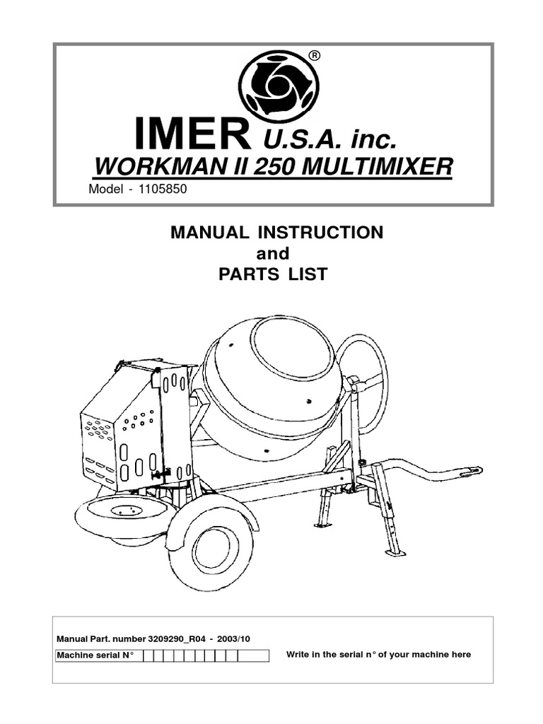 Workman II 250 Multimixer Manual | PDF | Belt (Mechanical) | Axle