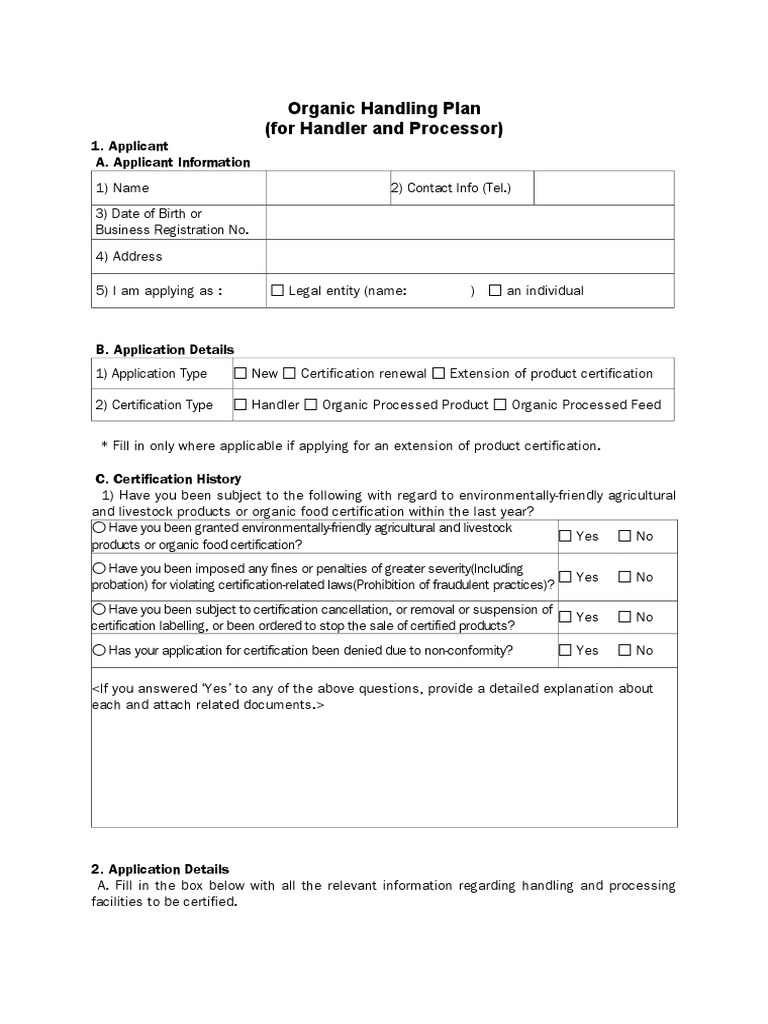 Organic Handling Plan For Processor | PDF | Business
