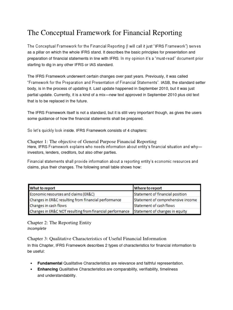 The Conceptual Framework for Financial Reporting | International ...