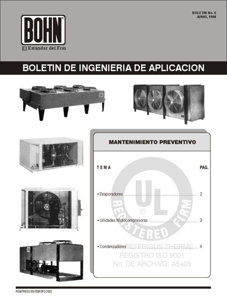Mantenimiento de Camaras (Bohn) | PDF | Refrigeración | Compresor de gas