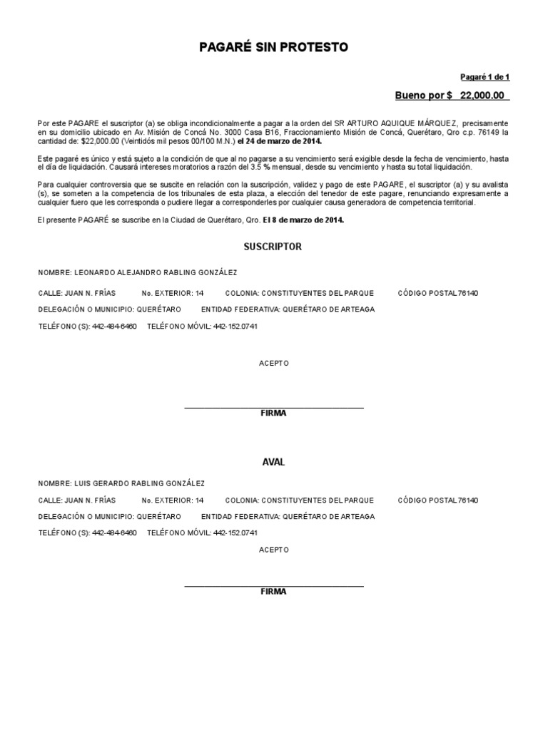 Formato de Pagare | PDF