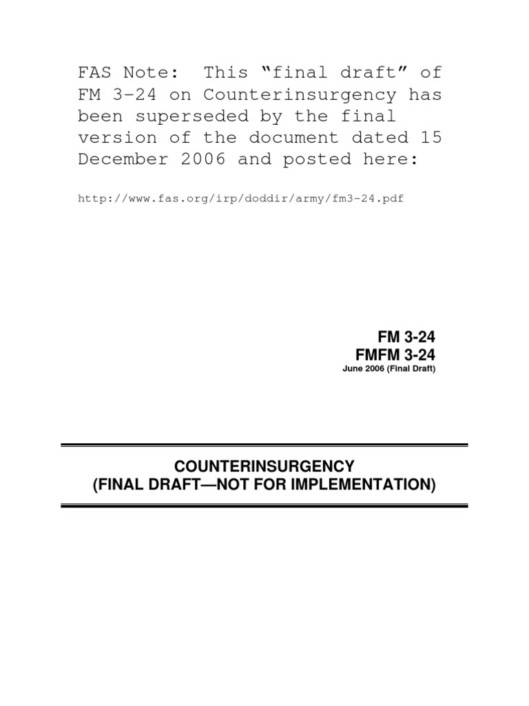 US Army Counterinsurgency Field Manual | PDF | Insurgency | Counter ...