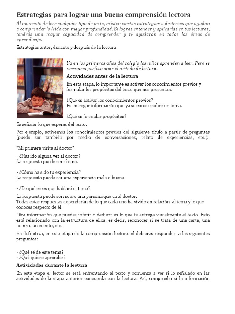 Estrategias para Lograr Una Buena Comprensión Lectora | PDF ...
