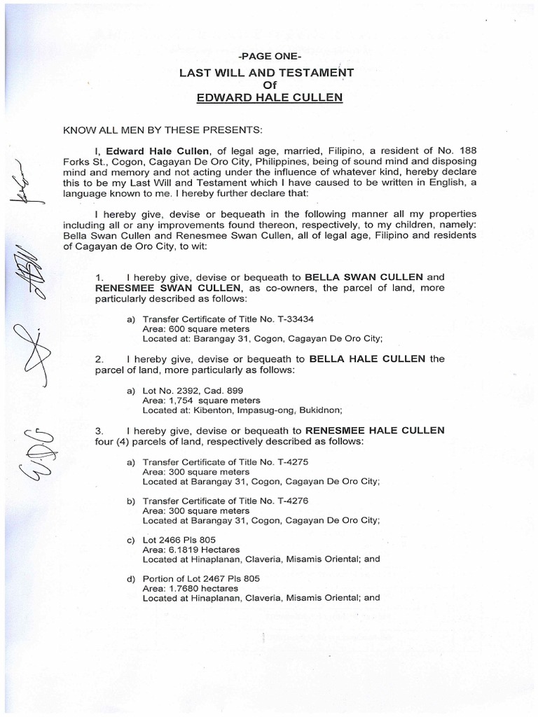 Sample of Notarial Will