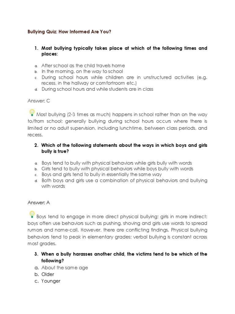 Bullying Quiz | Bullying | Social Skills