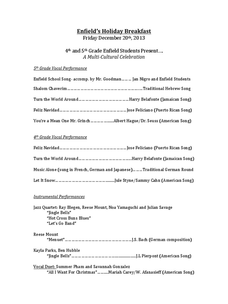 Enfield Holiday Breakfast Celebration | PDF