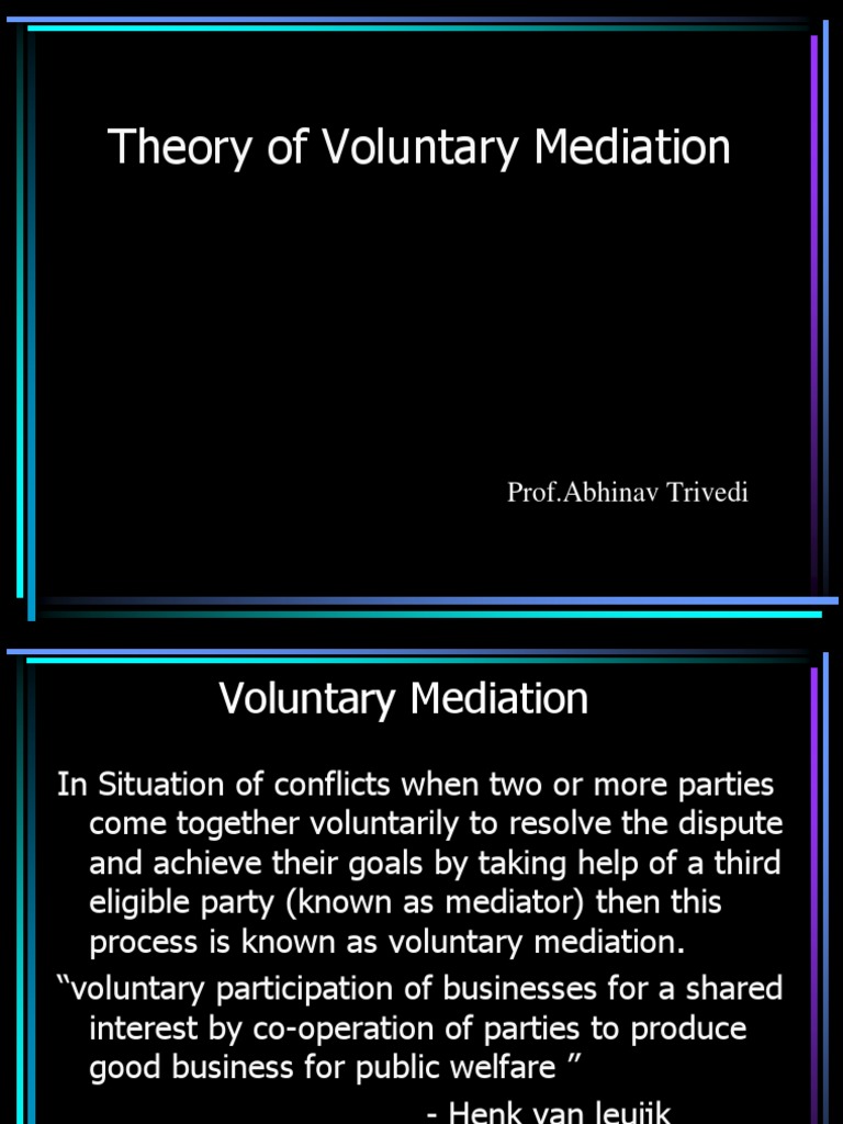 Principles of Voluntary Mediation | PDF | Mediation | Confidentiality