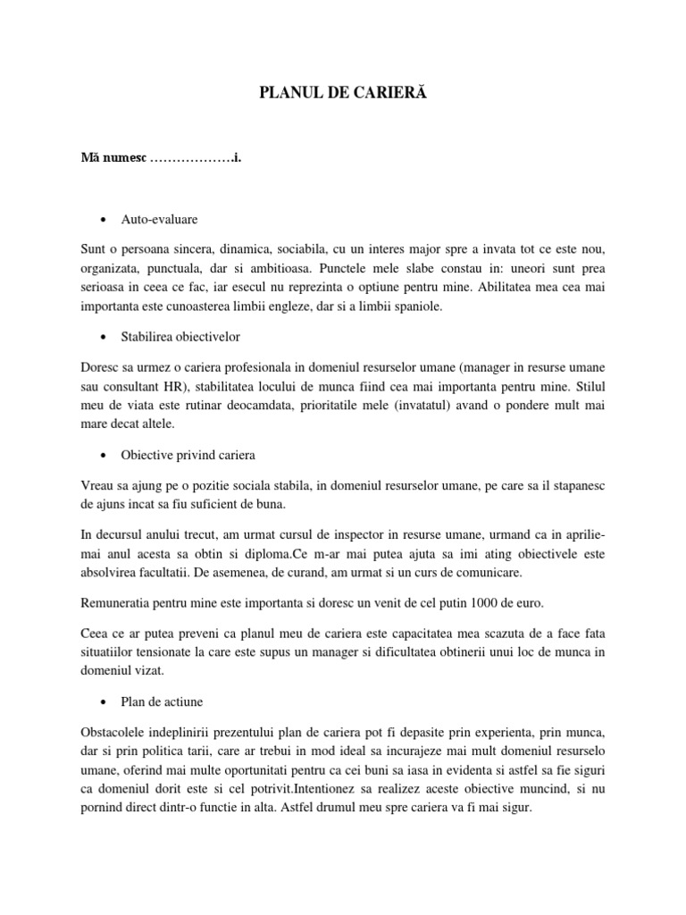 Model Plan de Cariera | PDF