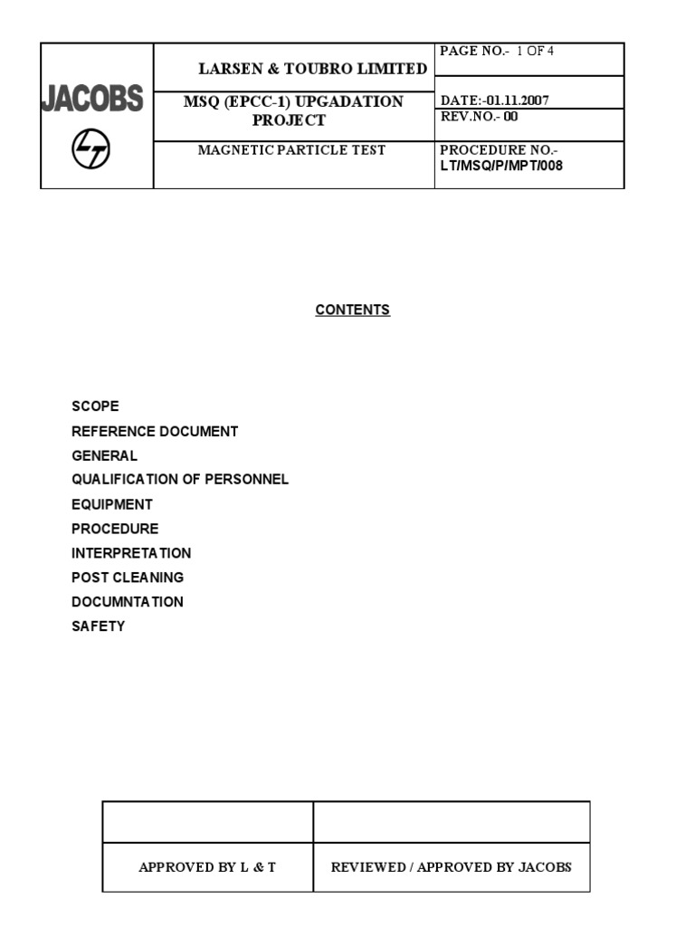 Procedure For MPT | PDF | Chemistry | Nature