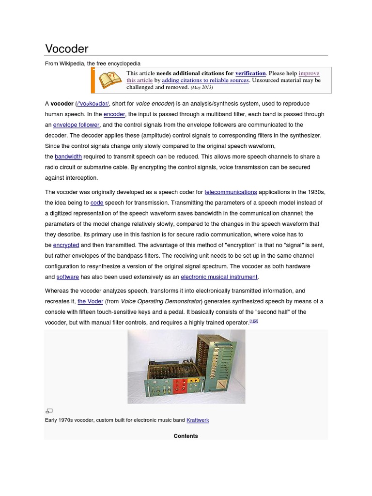 Vocoder | PDF | Telecommunications Engineering | Signal Processing