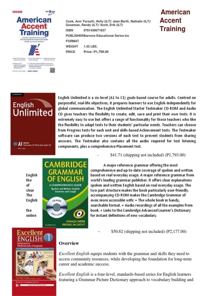 American Accent Training Pdf English Language Grammar