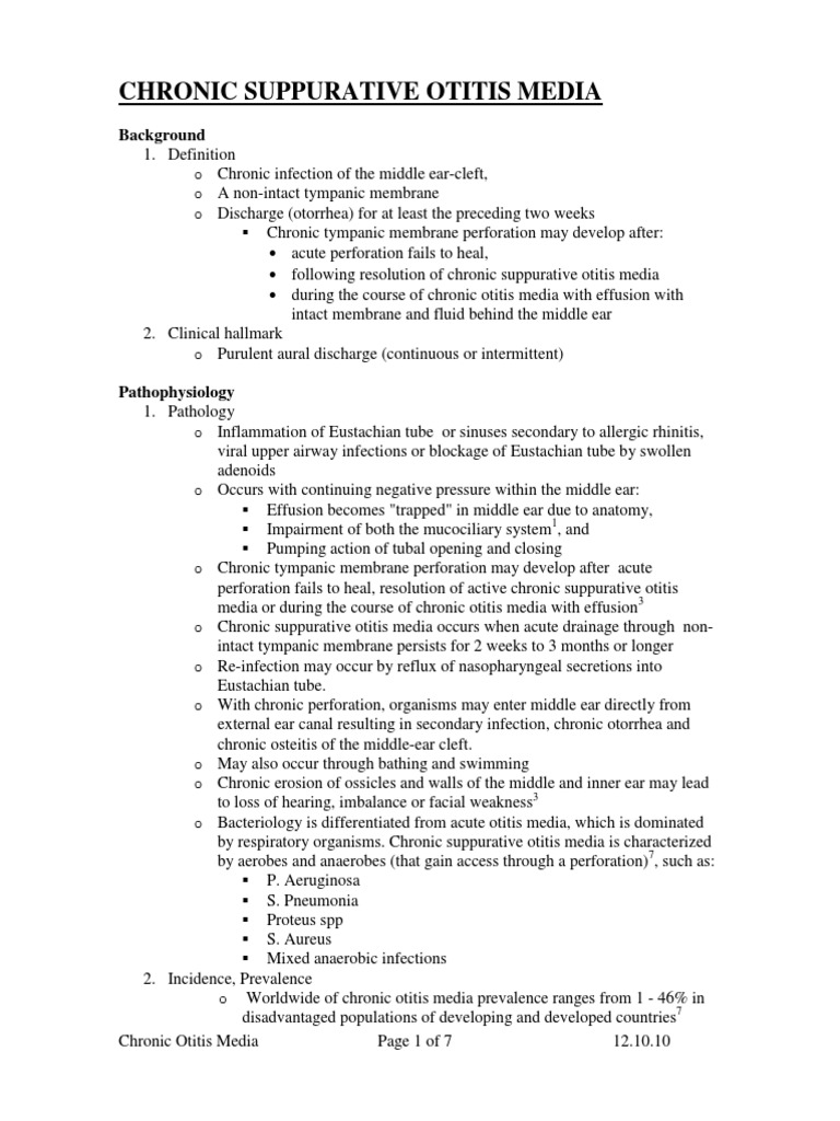 Chronic Suppurative Otitis Media | Medical Specialties | Medicine