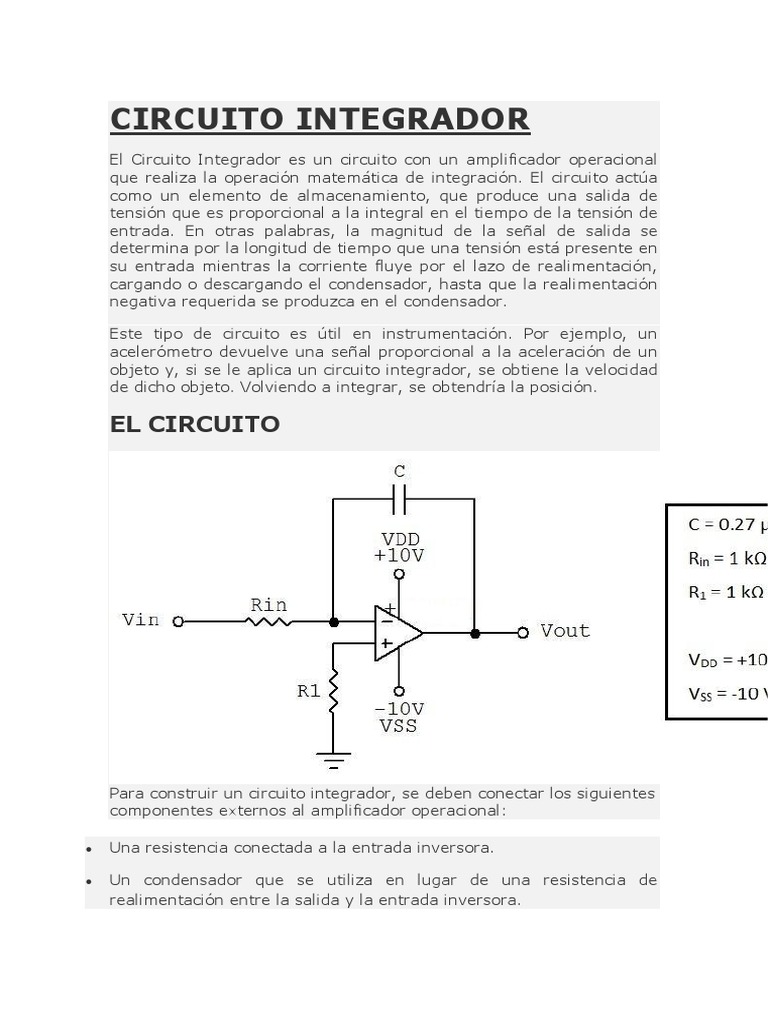 Circuito Integrador | PDF | Amplificador operacional | Condensador