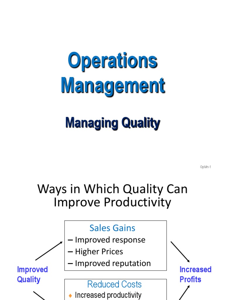 Operations Management: Managing Quality | PDF | Six Sigma | Quality ...