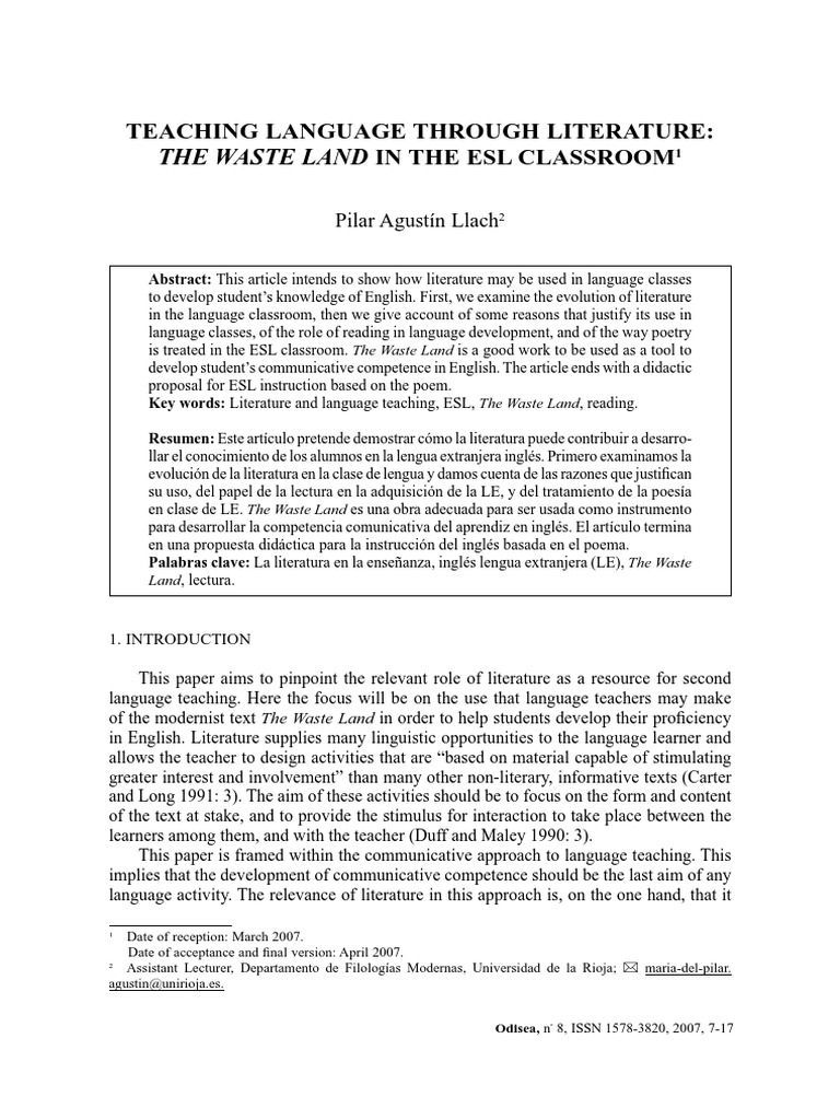 Teaching Language Through Literature | PDF | Reading Comprehension | Language Education