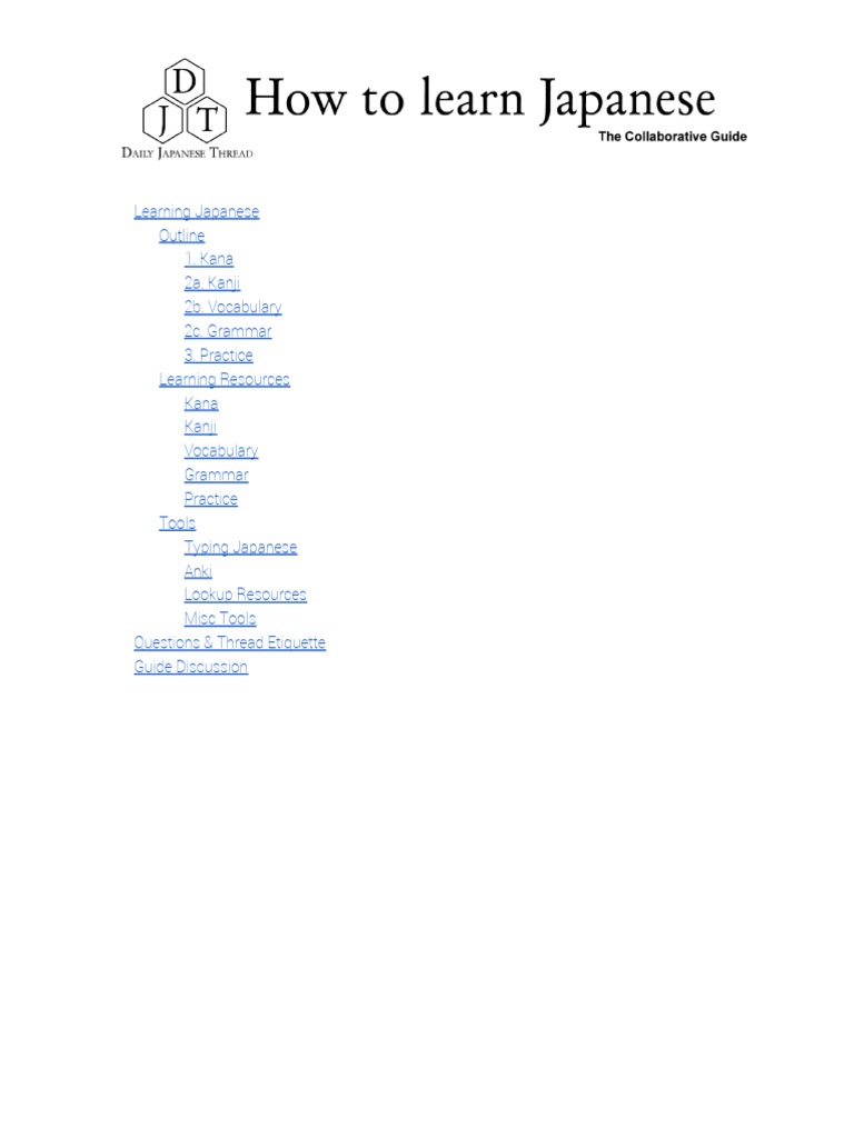 How To Learn Japanese Guide | PDF | Kanji | Optical Character Recognition
