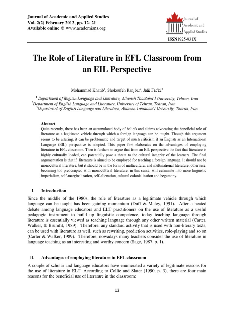 Merits and Demerits of Literature in ELT | PDF | English As A Second Or ...