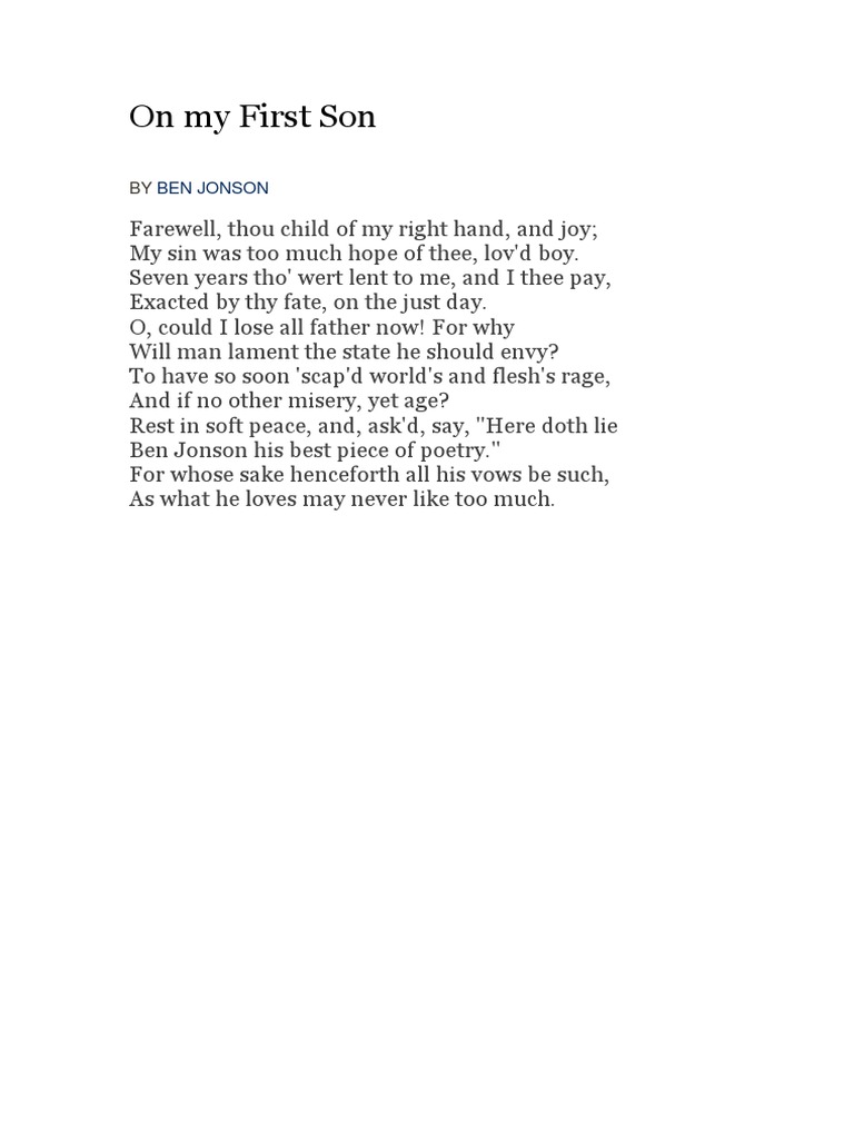 Ben Jonson's Elegy for His Son | PDF | Poetry