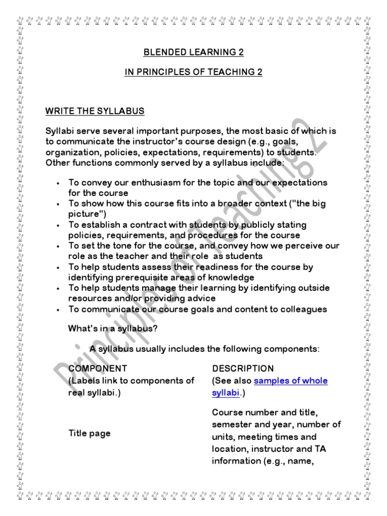Blended Learning 2 | PDF | Syllabus | Homework