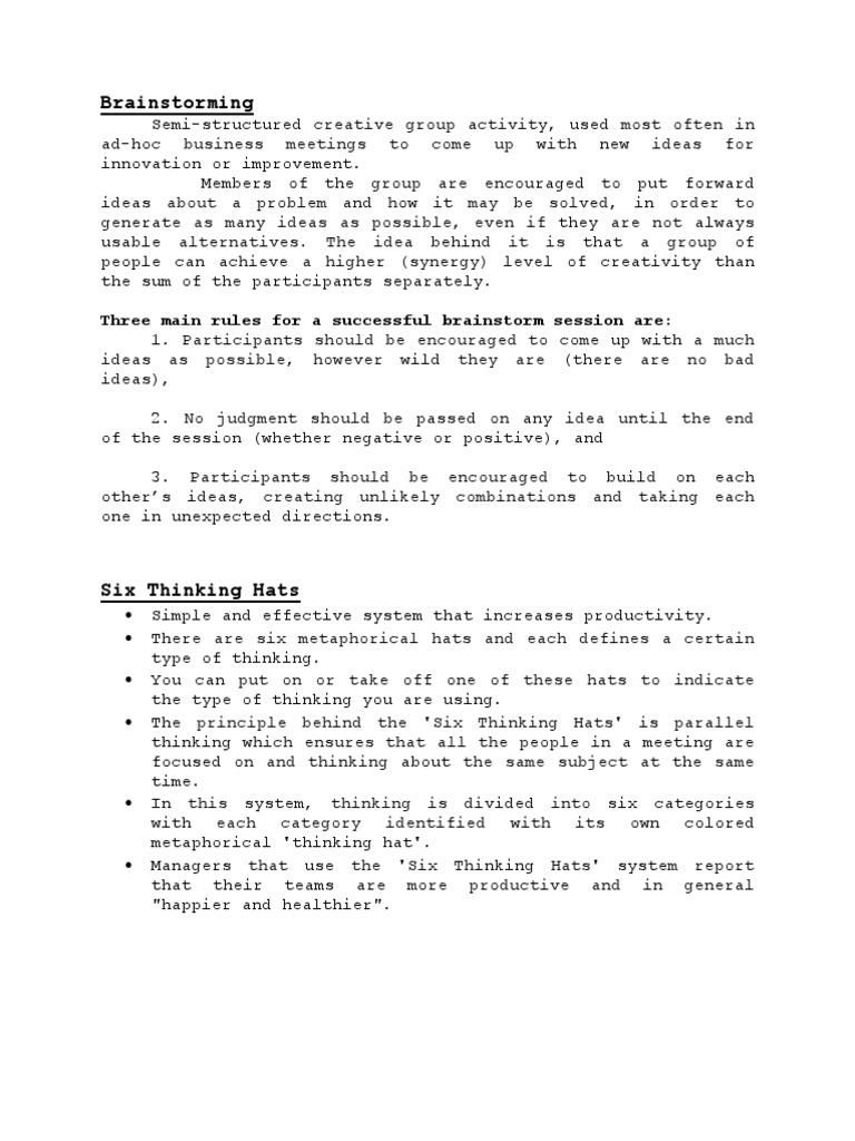 Brainstorming: Three Main Rules For A Successful Brainstorm Session Are ...