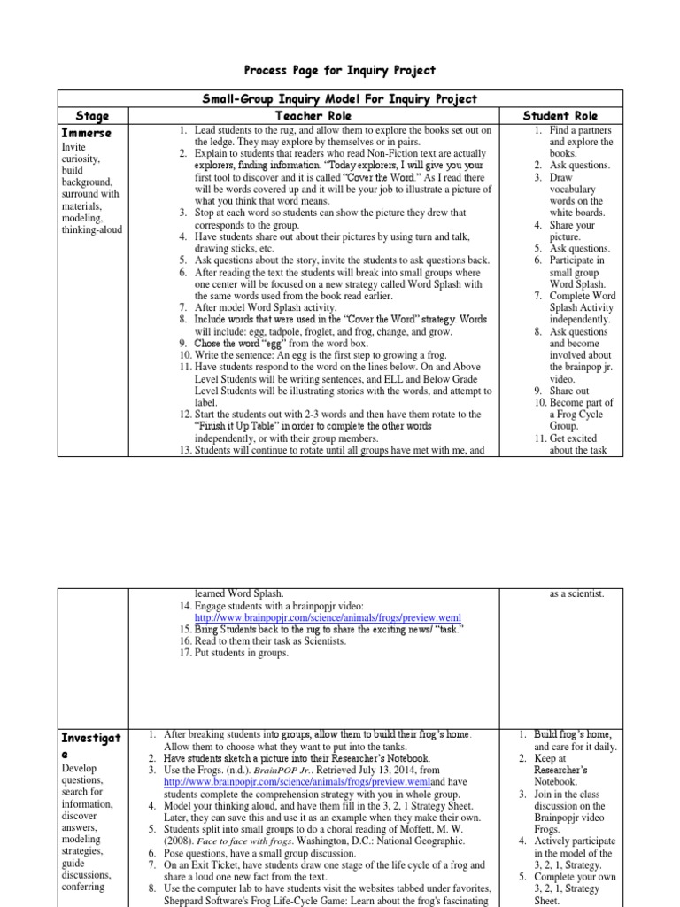 Inquiry Project Process Chart | PDF | Reading Comprehension | Science