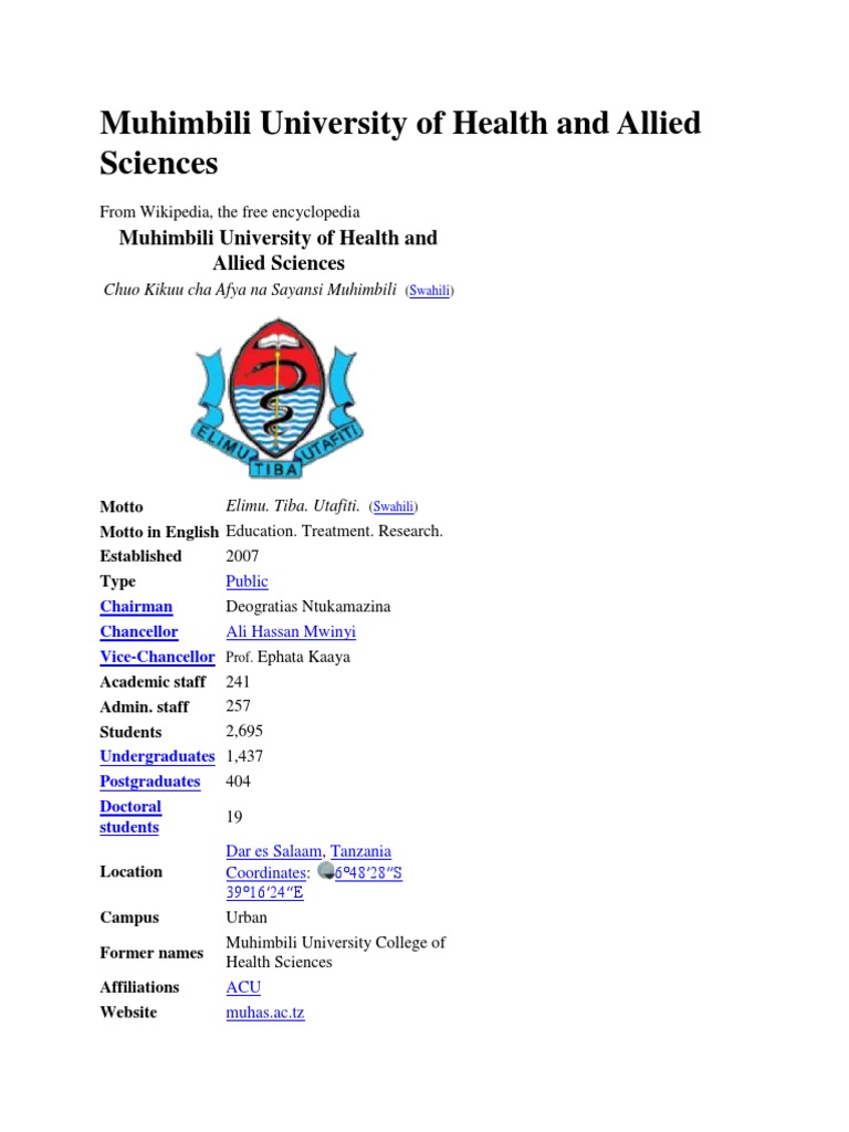 Muhimbili University of Health and Allied Sciences | Medical School ...