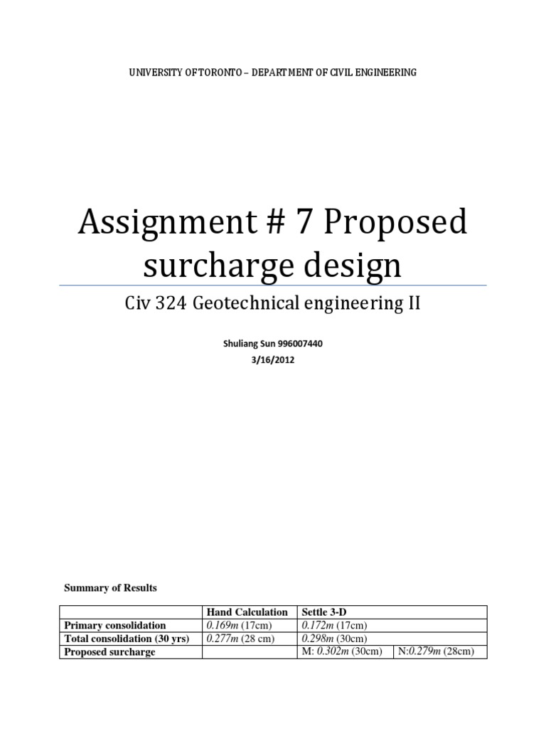 Assignment # 7 Proposed Surcharge Design: Civ 324 Geotechnical ...