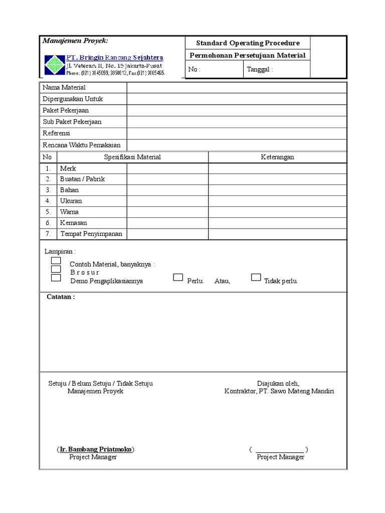 Permohonan Persetujuan Material | PDF
