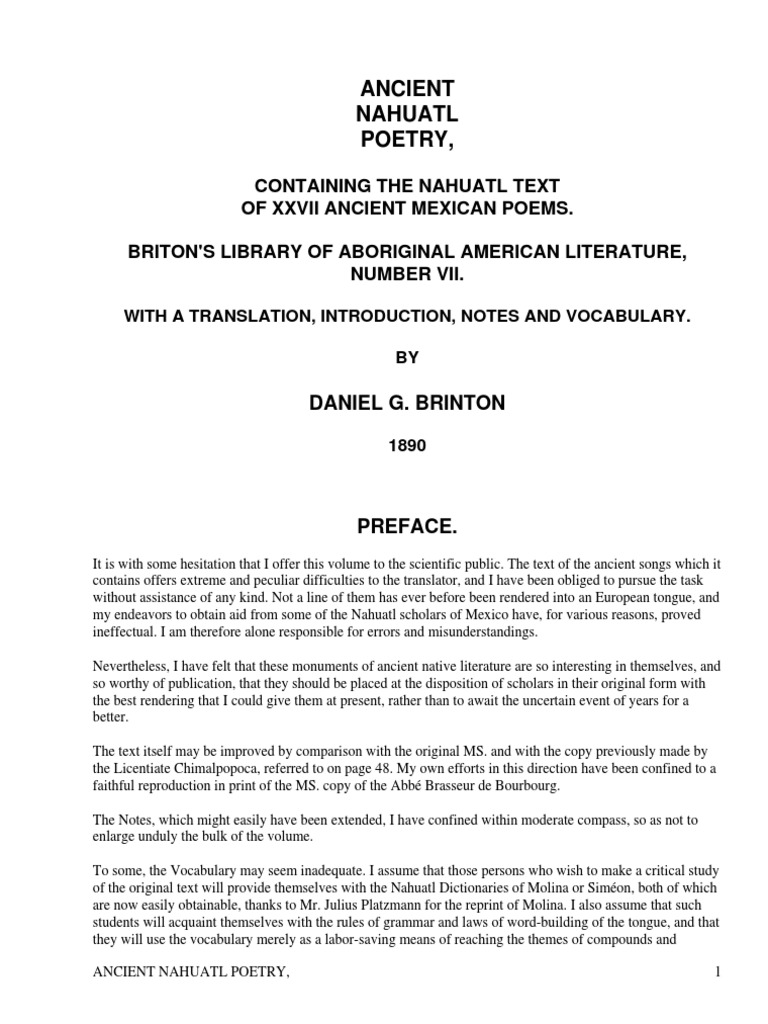 Ancient Nahuatl Poetry, | Metre (Poetry) | Nahuatl