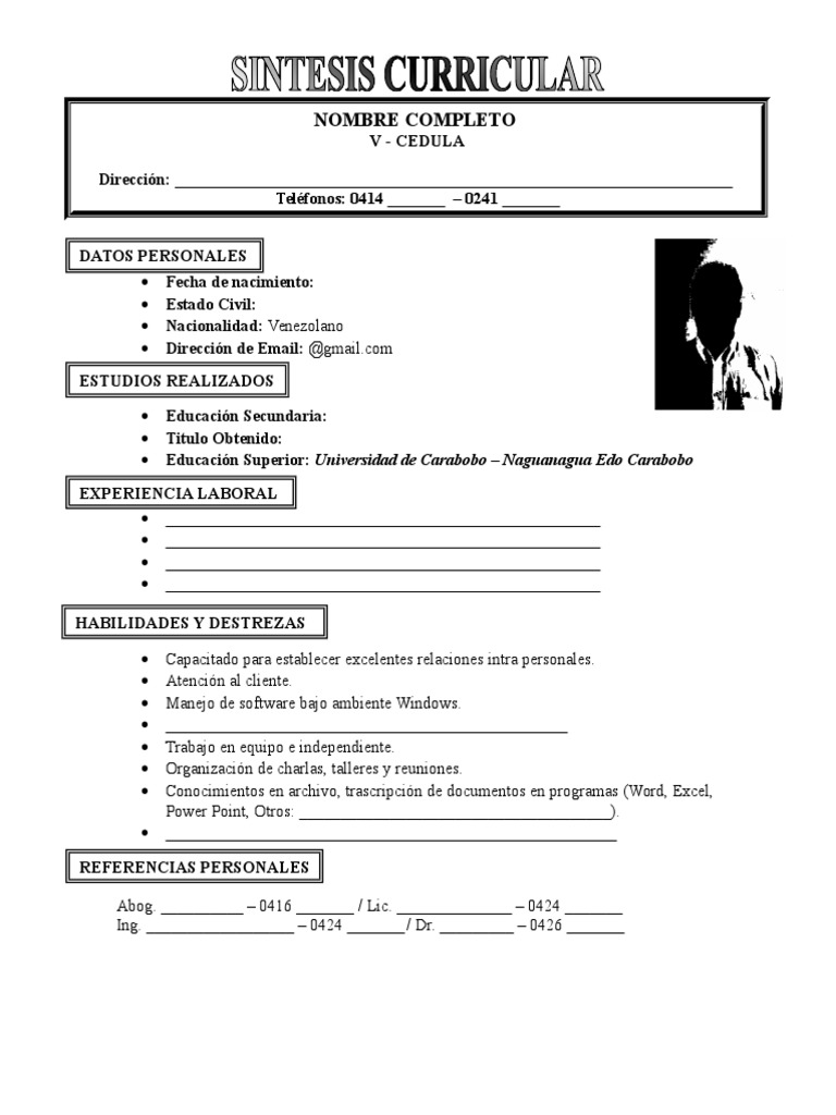 Curriculum - Modelo de Curriculum Venezuela 2014 | PDF