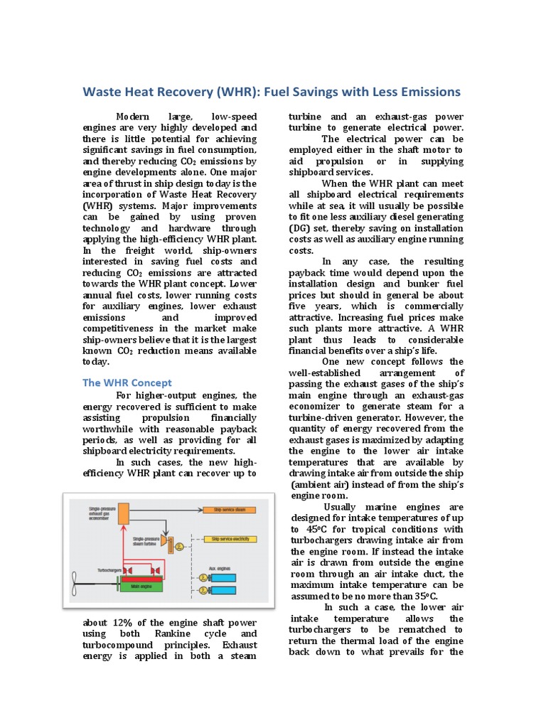 Waste Heat Recovery (WHR) : Fuel Savings With Less Emissions | PDF ...
