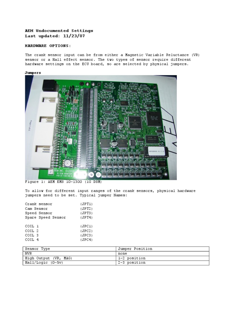 Aem Undocumented Settings V1 Pdf Resistor Ignition System