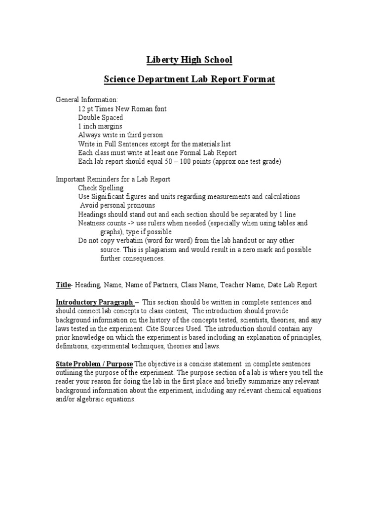 Sample Lab Format | PDF | Experiment | Phase (Matter)