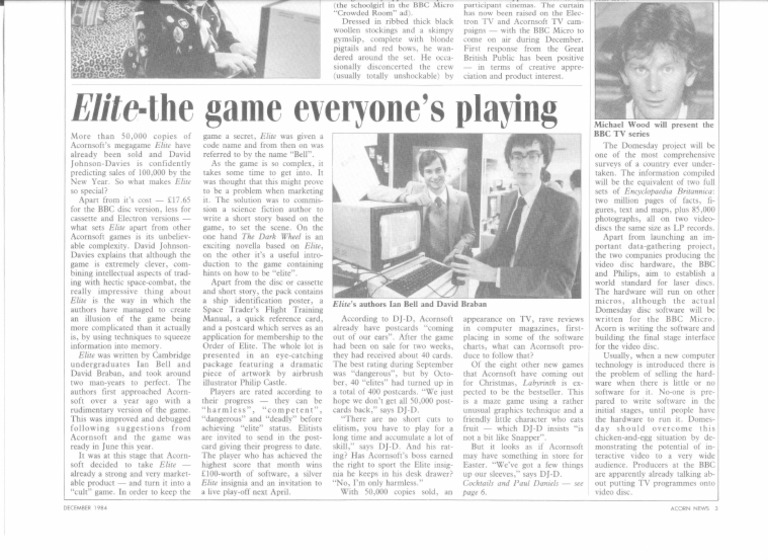 1984-12) 'Elite-The Game Everyone's Playing', Acorn News | PDF ...