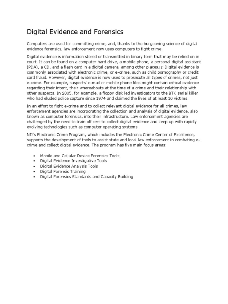 Digital Evidence Forensics Overview | PDF | Technology & Engineering