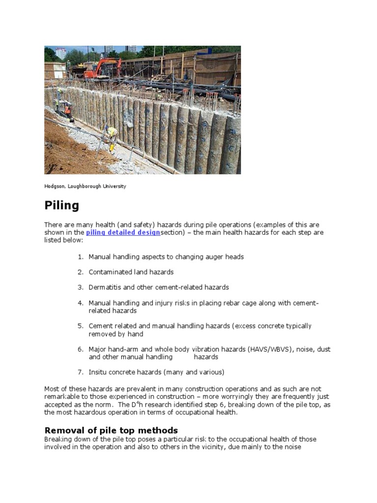 Piling health hazards alternatives | PDF | Deep Foundation | Precast ...