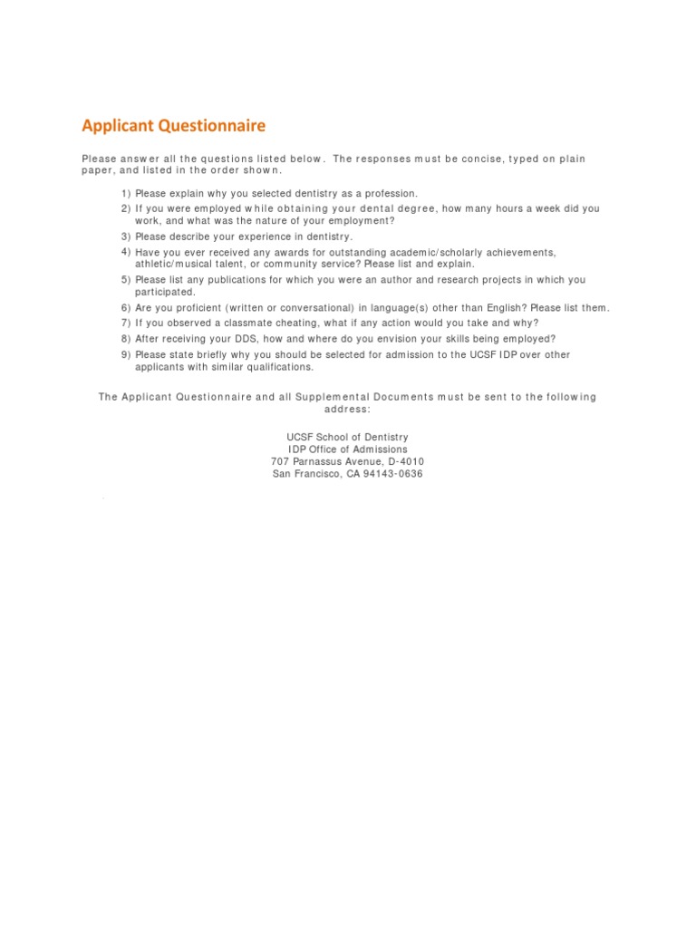 Idp Questionnaire | PDF