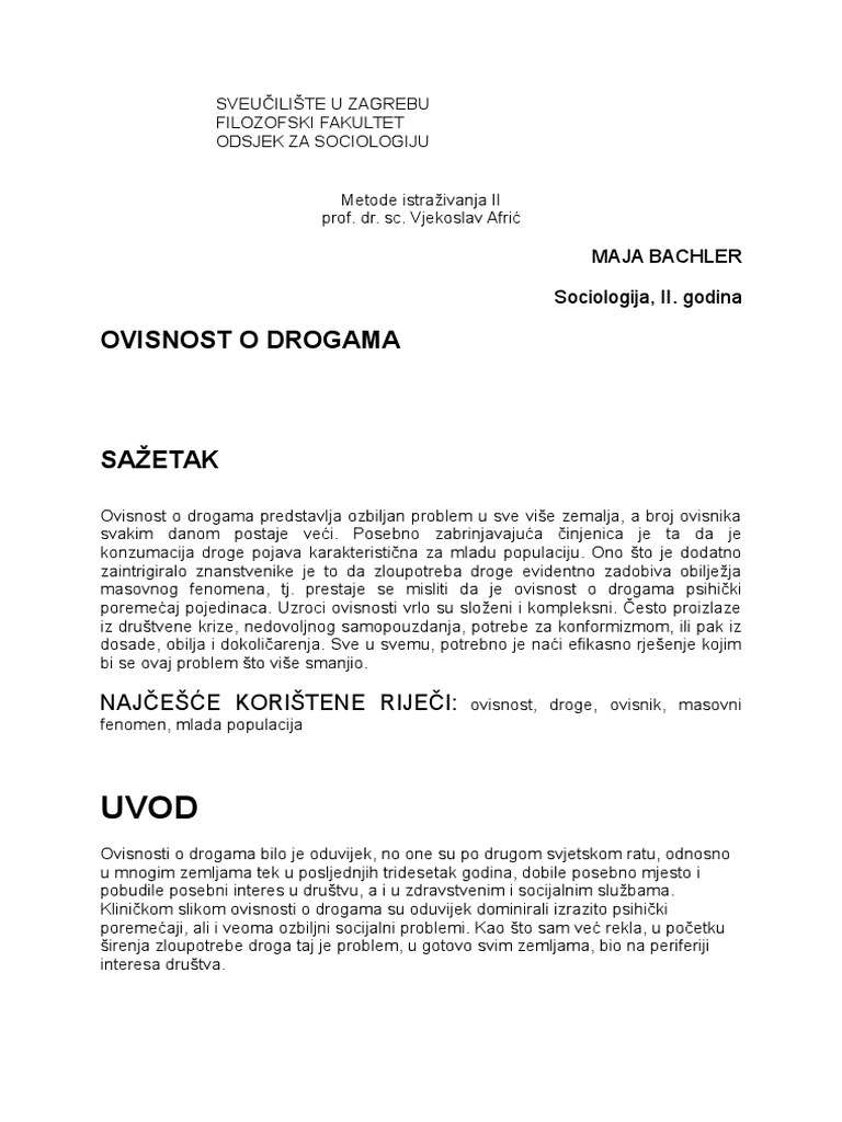 Ovisnost o Drogama | PDF