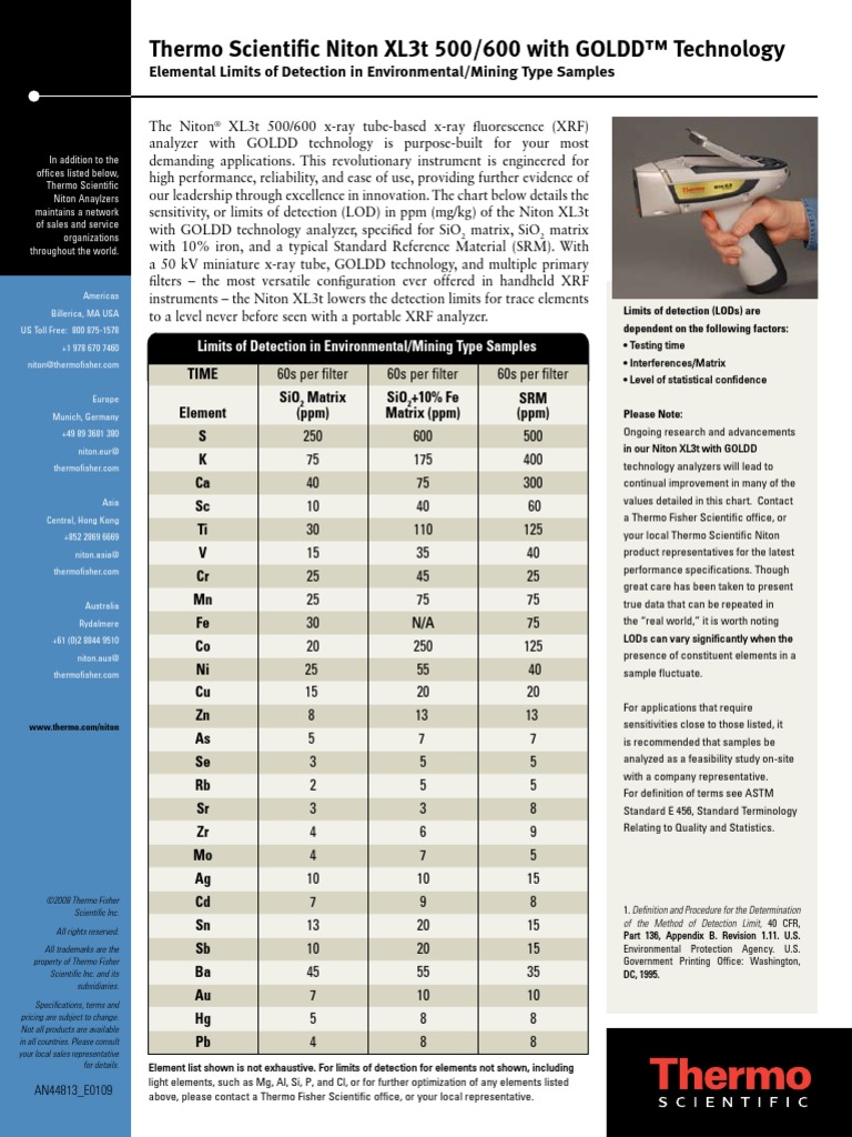 Niton XL3t GOLDD Env Mining | PDF | Detection Limit | Statistics