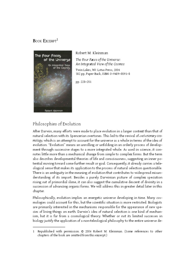 Philosophies of Evolution: Robert M. Kleinman | PDF | Length | East Asia