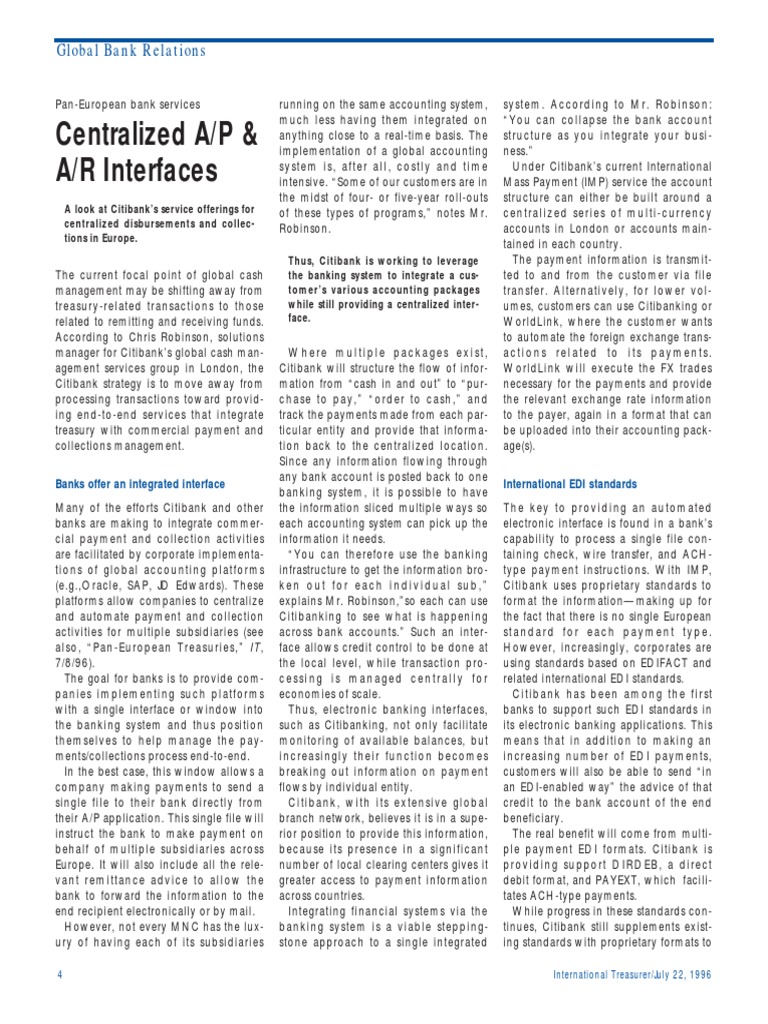 Centralized AP AR Interfaces | PDF | Electronic Data Interchange | Payments