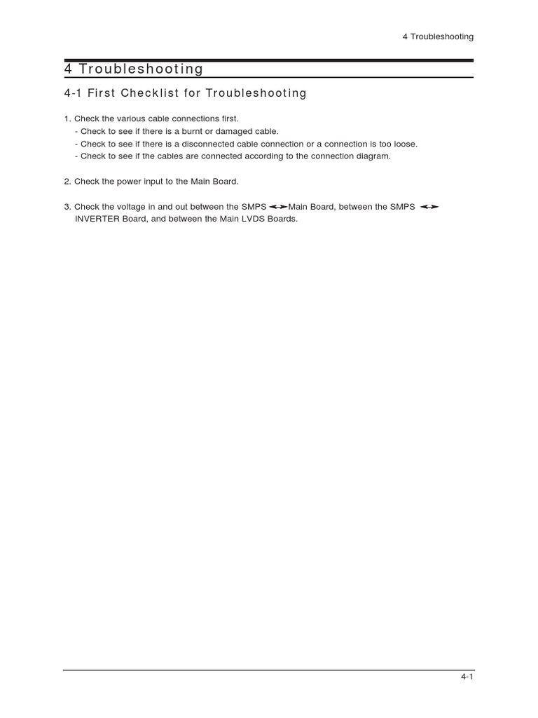4 Troubleshooting: 4-1 First Checklist For Troubleshooting | PDF ...