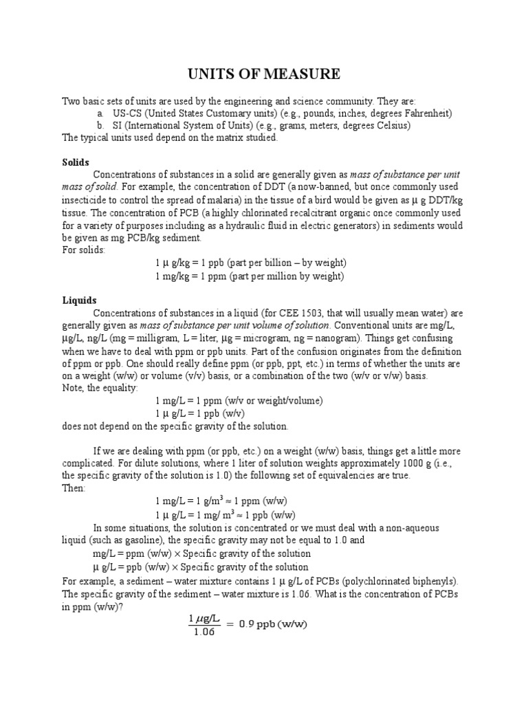 Units of Measure: Solids | Download Free PDF | Parts Per Notation ...