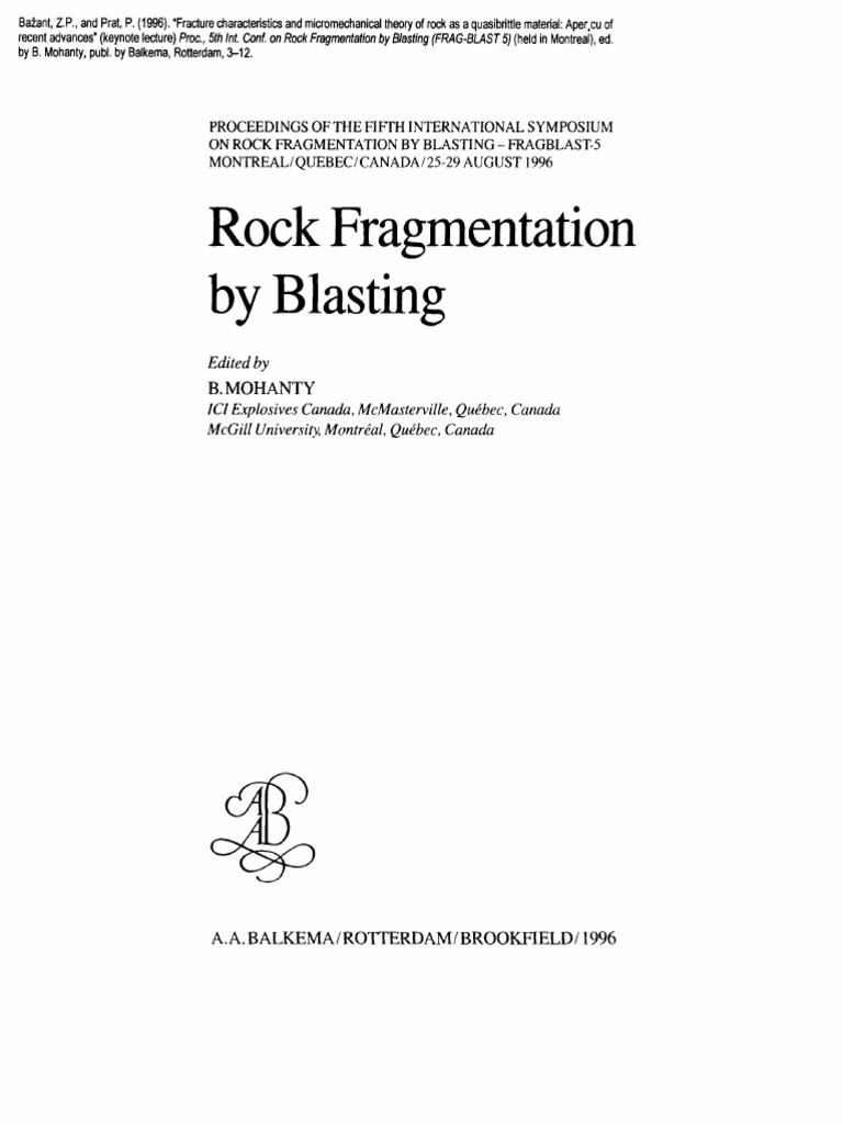 Rock Fragmentation: by Blasting | PDF | Technology & Engineering