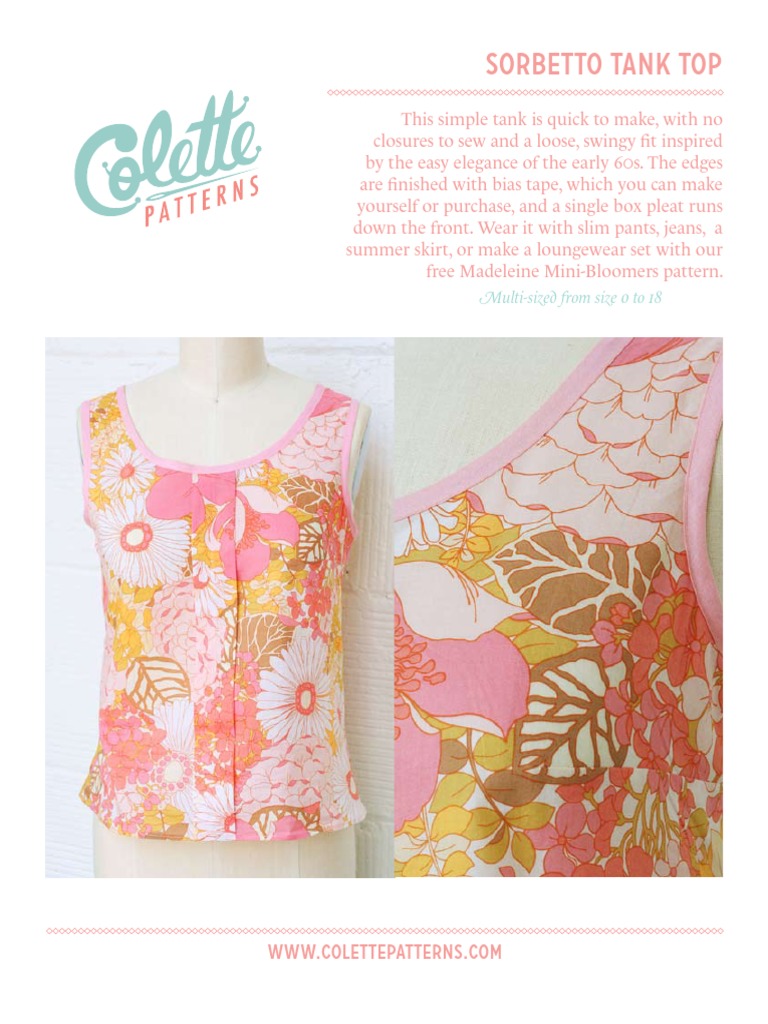 Colette Patterns 0003 Sorbetto | PDF | Seam (Sewing) | Sewing