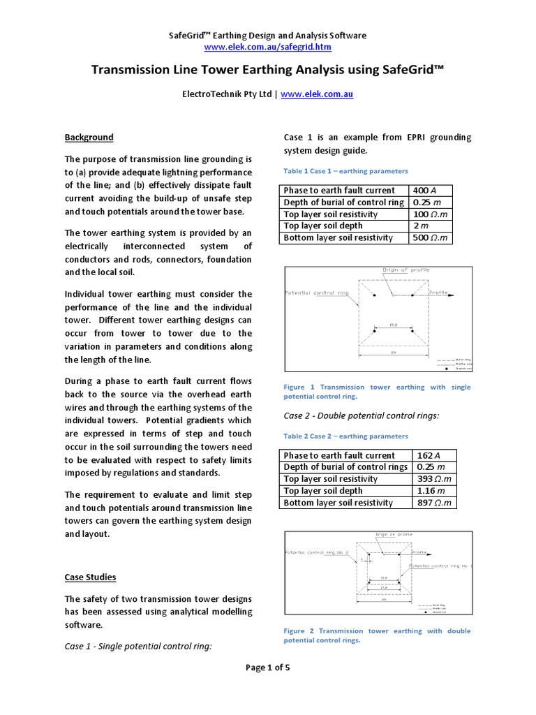 Transmission Line Tower Earthing Analysis Using SafeGrid | PDF ...