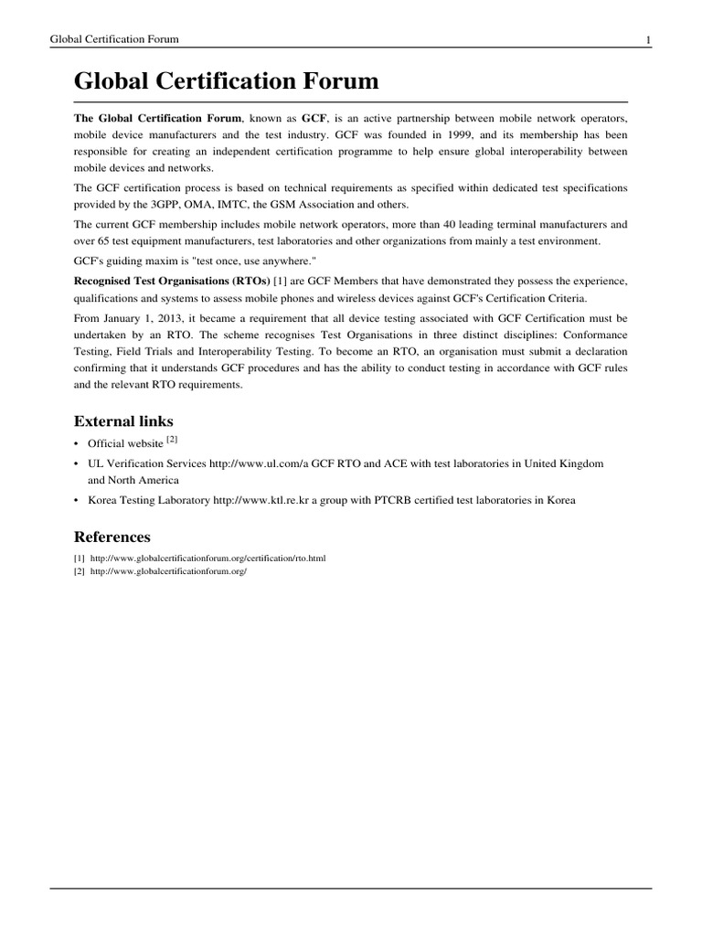 Global Certification Forum | PDF