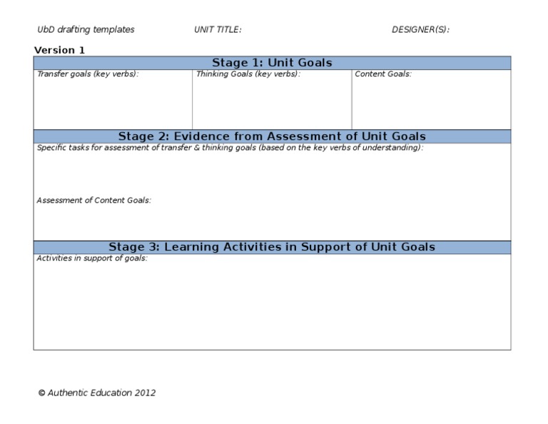 Stage 1: Unit Goals: Ubd Drafting Templates Unit Title: Designer (S) | PDF
