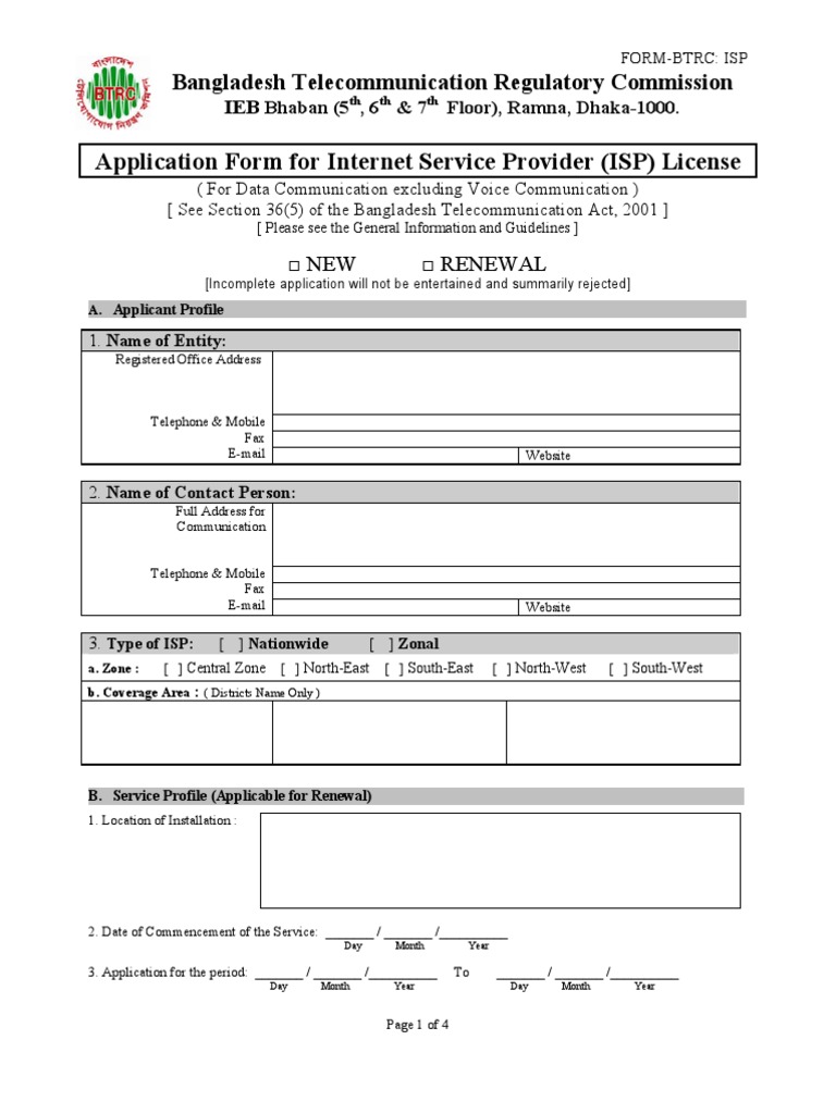 ISP License Application Form | PDF | Internet Service Provider | Notary ...